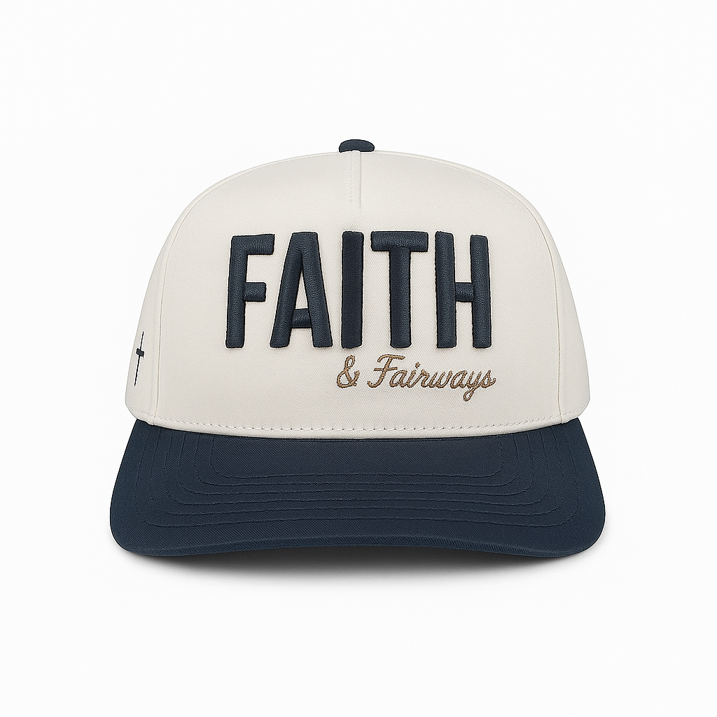 Faith and Fairways Hat - Black and Gold – Tees Crossed Golf